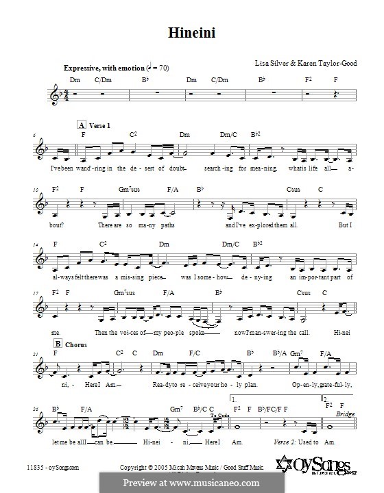 Hineini by L. Silver, K. Taylor-Good - sheet music on MusicaNeo