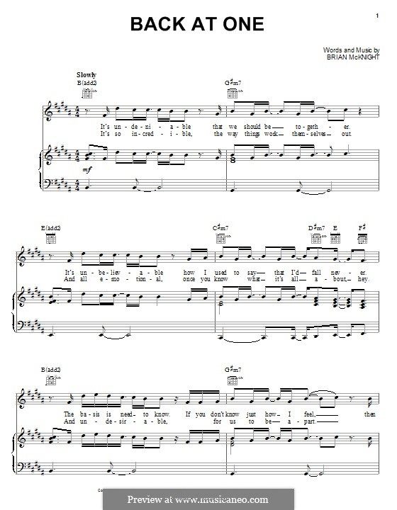Back at One by B. McKnight - sheet music on MusicaNeo