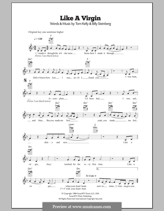 Like a Virgin (Madonna) by B. Steinberg, T. Kelly on MusicaNeo