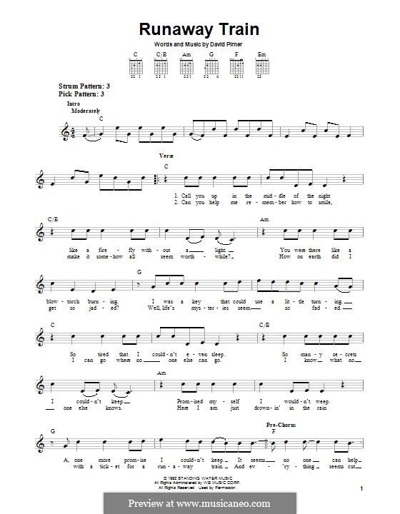 Runaway Train (Soul Asylum) by D. Pirner - sheet music on MusicaNeo Runaway Train (Soul Asylum) by D. Pirner - sheet music on MusicaNeo