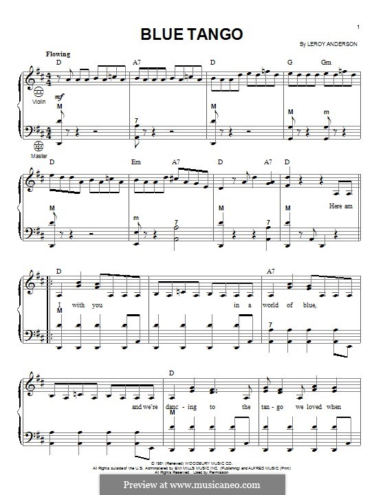 Blue Tango (Bill Black's Combo) by L. Anderson - sheet music on MusicaNeo