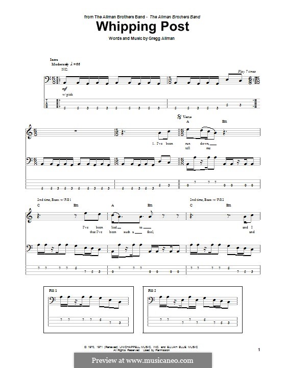 Whipping Post (The Allman Brothers Band) by G. Allman on MusicaNeo