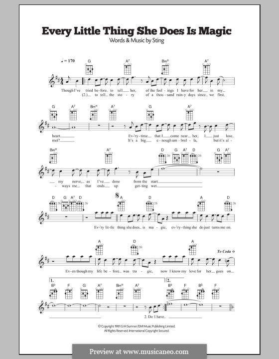 Every Little Thing She Does Is Magic by Sting - sheet music on MusicaNeo Every Little Thing She Does Is Magic by Sting - sheet music on MusicaNeo