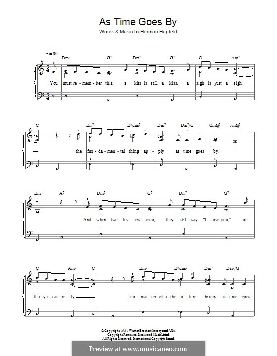 As Time Goes By by H. Hupfeld - sheet music on MusicaNeo
