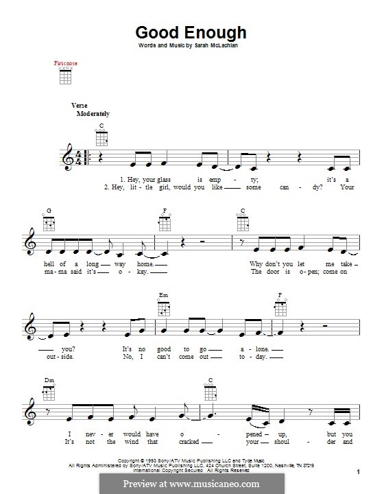 Good Enough by S. McLachlan - sheet music on MusicaNeo