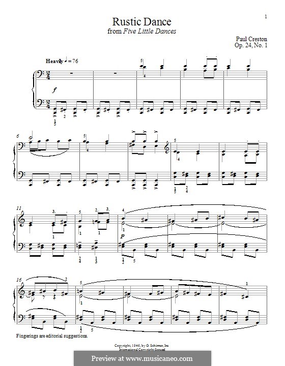 Rustic Dance by P. Creston - sheet music on MusicaNeo