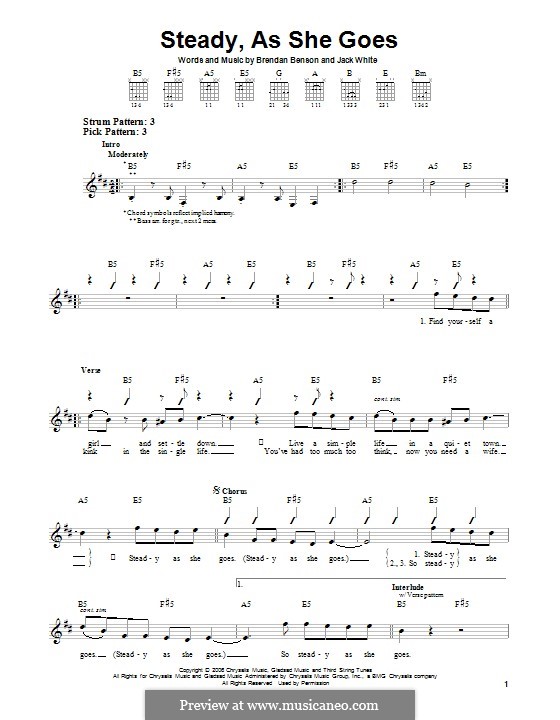 Steady, as She Goes (The Raconteurs) by B. Benson, J. White on MusicaNeo