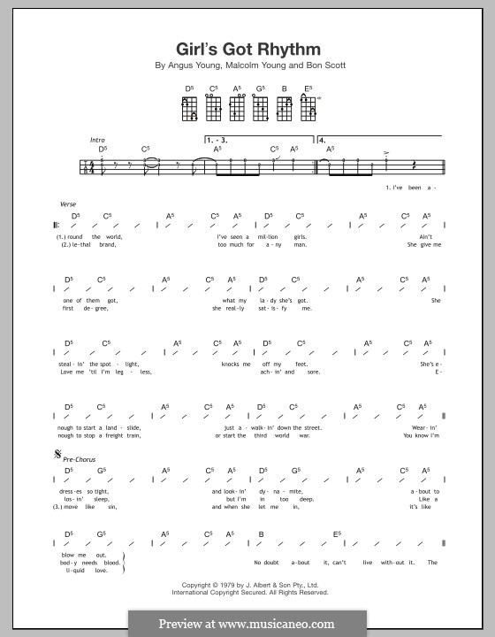 Girls Got Rhythm (AC/DC) by A. Young, B. Scott, M. Young on MusicaNeo