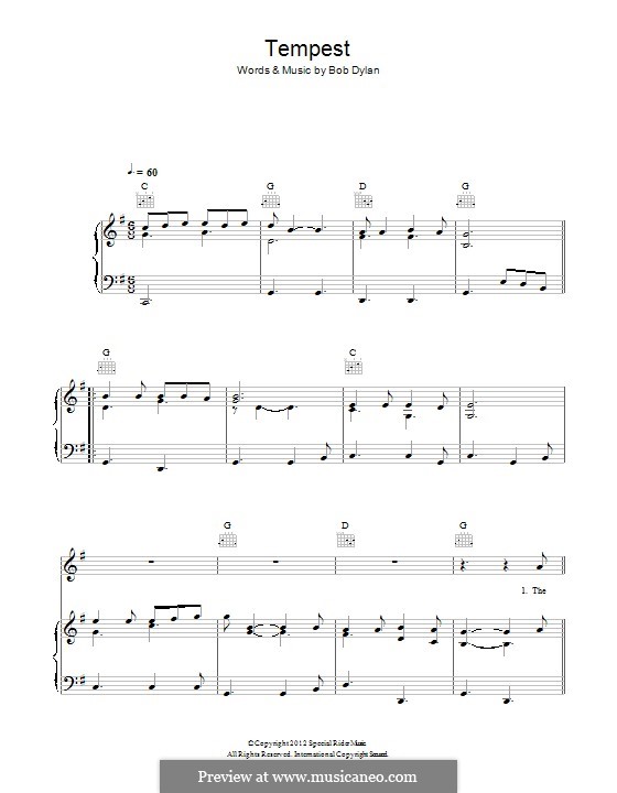 Tempest by B. Dylan - sheet music on MusicaNeo