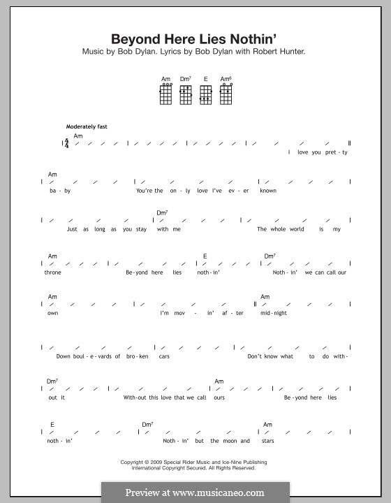 Beyond Here Lies Nothin' by B. Dylan - sheet music on MusicaNeo