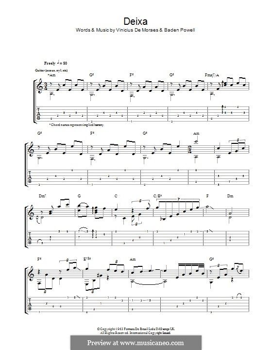 Deixa (Let Me) by B. Powell - sheet music on MusicaNeo