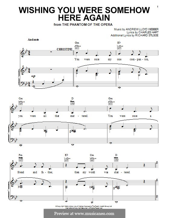 Wishing You Were Somehow Here Again (The Phantom of the Opera) by A.L ...