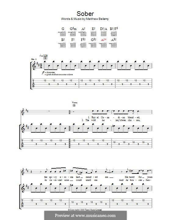 Sober (Muse) by M. Bellamy - sheet music on MusicaNeo