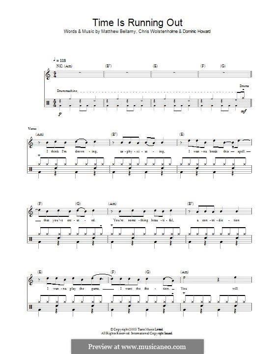 Time Is Running Out (Muse) by C. Wolstenholme, D. Howard, M. Bellamy on ...