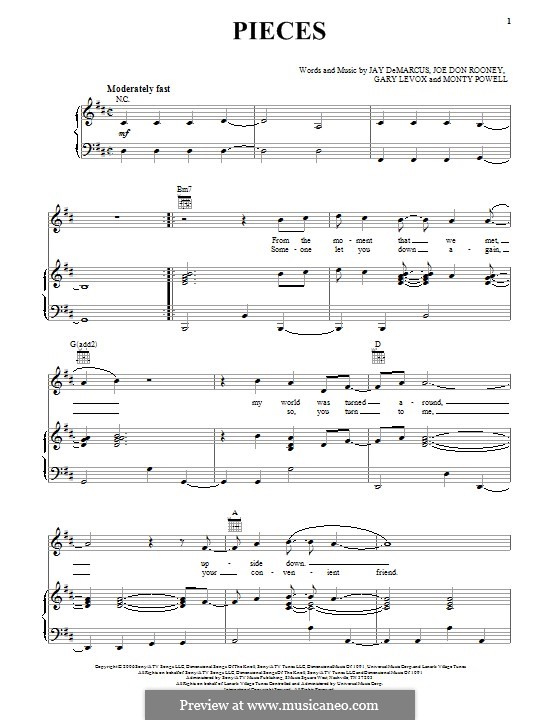Pieces (Rascal Flatts) by G. Levox, J. DeMarcus, J.D. Rooney, M. Powell ...