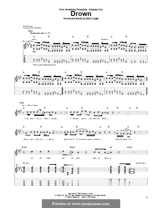 Drown (The Smashing Pumpkins) by B. Corgan - sheet music on MusicaNeo