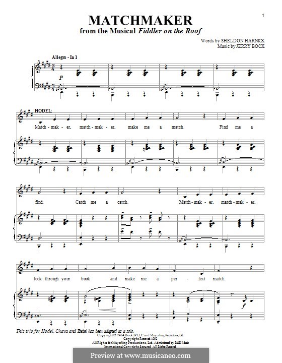 Matchmaker (from The Fiddler on the Roof) by J. Bock on MusicaNeo