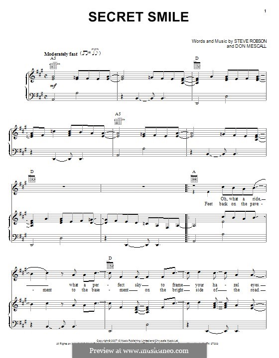 Secret Smile (Rascal Flatts) by D. Mescall, S. Robson on MusicaNeo