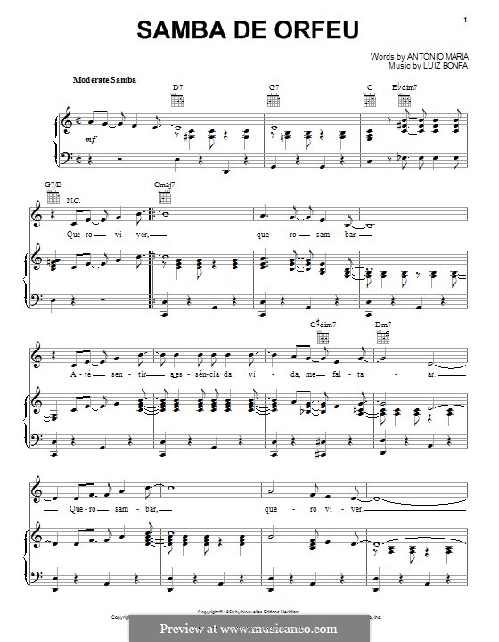 Samba De Orfeu By L Bonfa Sheet Music On Musicaneo