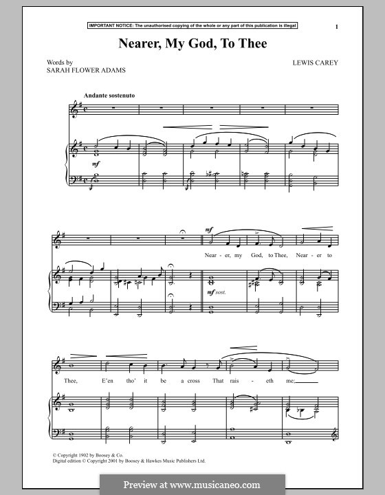 Nearer My God To Thee By L Carey Sheet Music On Musicaneo