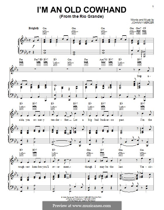 I'm An Old Cowhand (From The Rio Grande) by J. Mercer on MusicaNeo