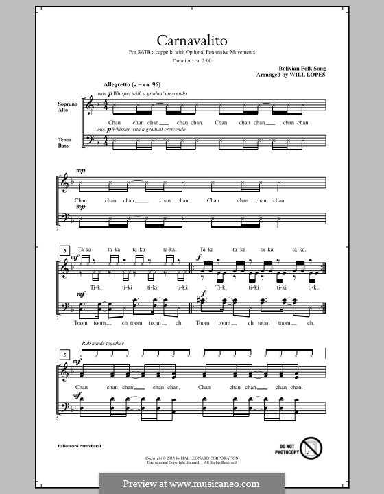 Carnavalito by folklore - sheet music on MusicaNeo