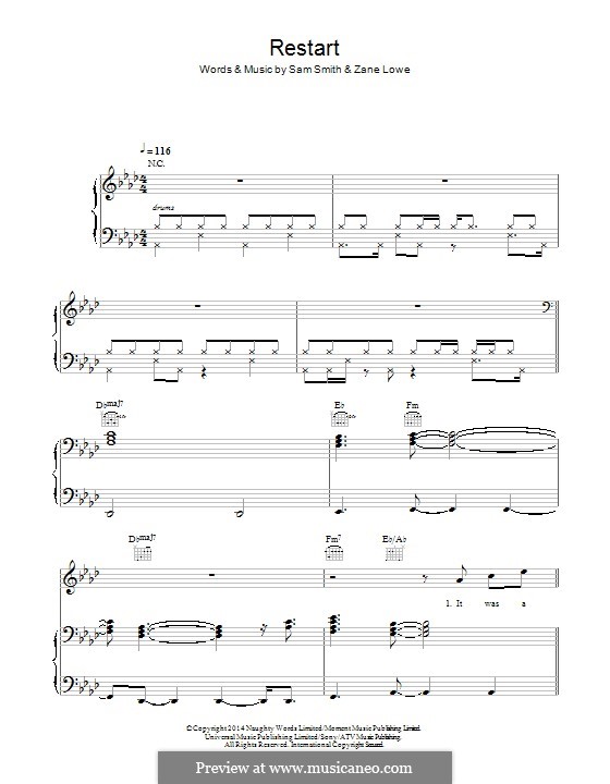 Restart by Sam Smith, Z. Lowe - sheet music on MusicaNeo