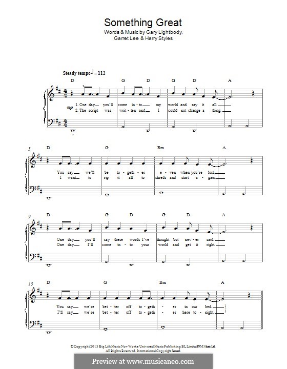 Something Great (One Direction) by G. Lightbody, J. Lee, H. Styles on ...