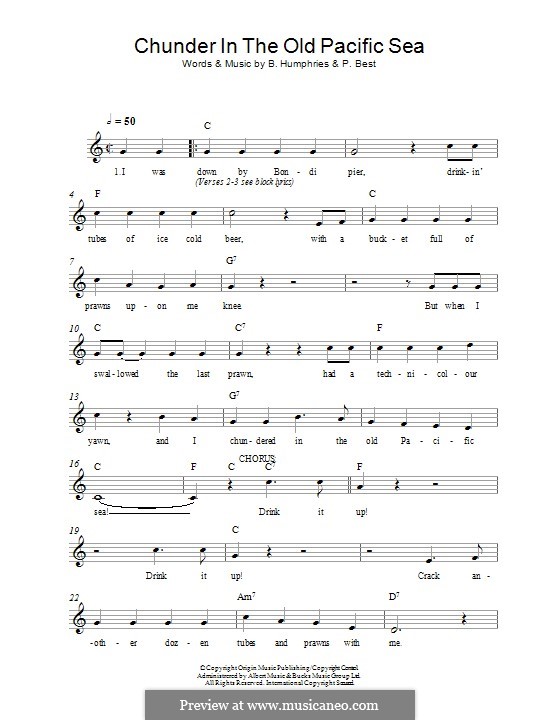 Chunder in the Old Pacific Sea by P. Best, B. Humphries on MusicaNeo