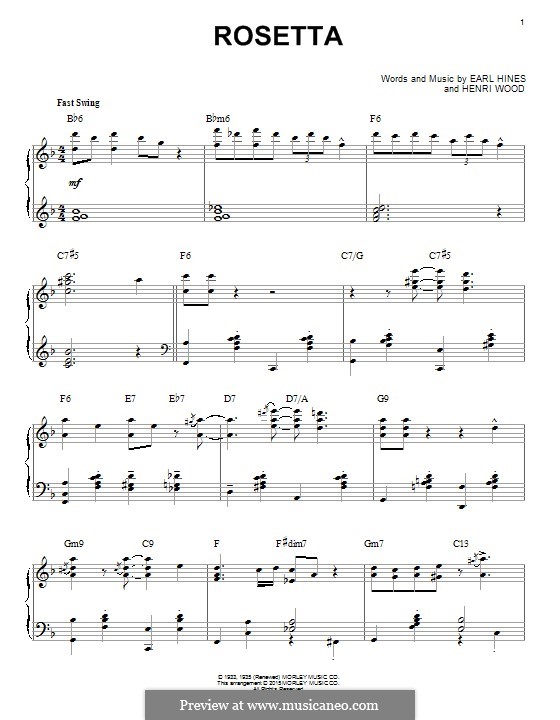 Rosetta by H. Woode, E. Hines - sheet music on MusicaNeo