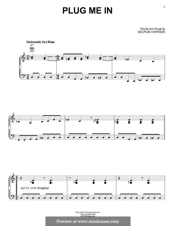 Plug Me in by G. Harrison - sheet music on MusicaNeo