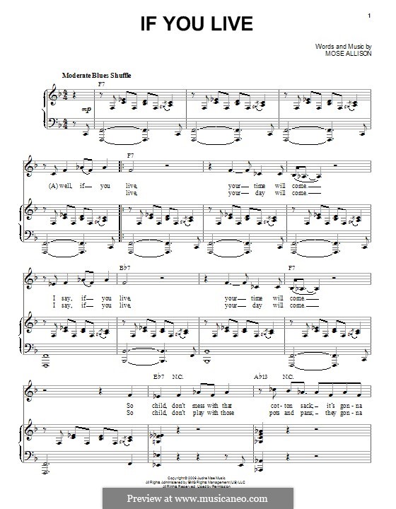 If You Live by M. Allison - sheet music on MusicaNeo