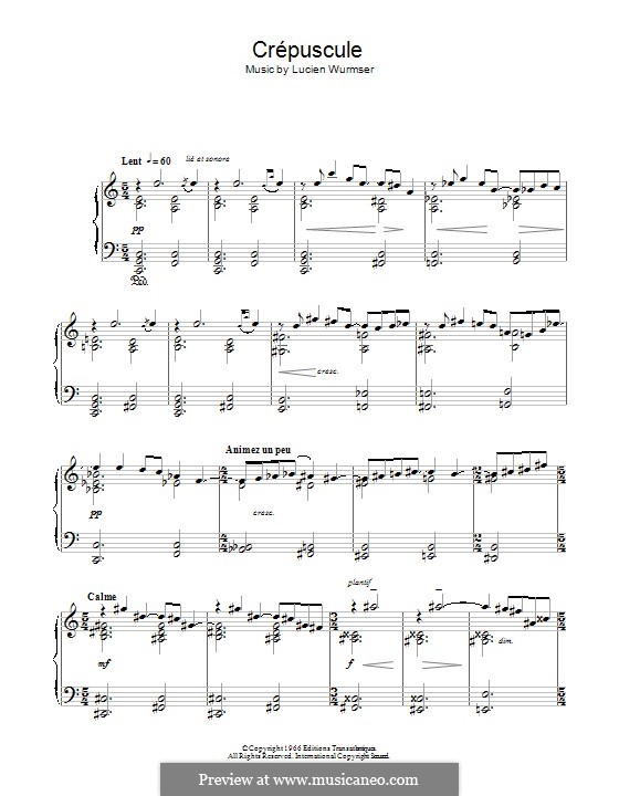 Crépuscule by L. Wurmser - sheet music on MusicaNeo