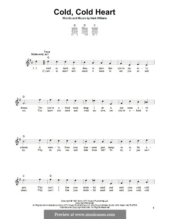 Cold, Cold Heart by H. Williams - sheet music on MusicaNeo