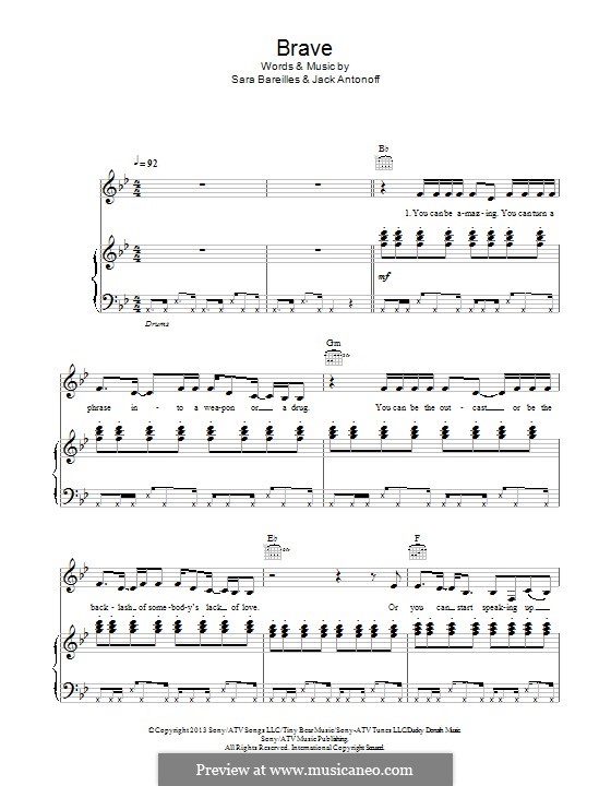 Brave by S. Bareilles, J. Antonoff - sheet music on MusicaNeo