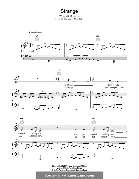 Strange (Patsy Cline) by F.B. Burch, M. Tillis - sheet music on MusicaNeo