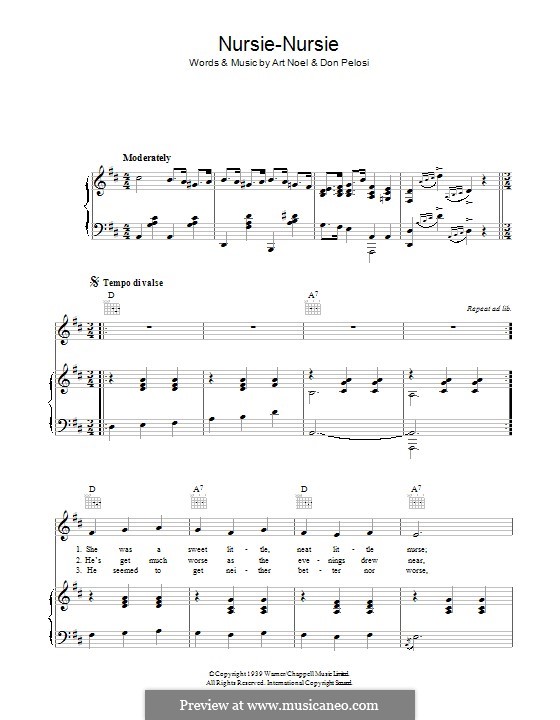 Nursie Nursie by A. Noel, D. Pelosi - sheet music on MusicaNeo