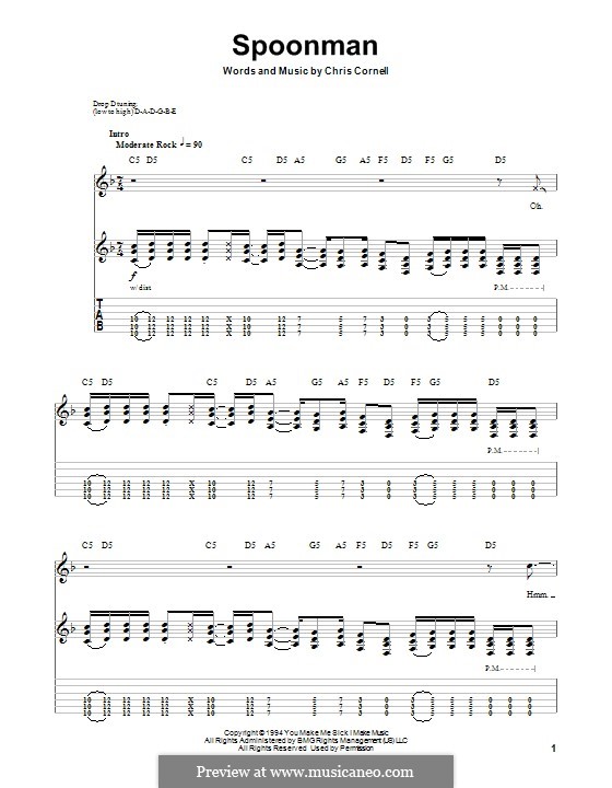 Spoonman (Soundgarden) by C. Cornell - sheet music on MusicaNeo