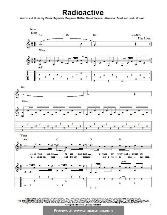 Radioactive Imagine Dragons Piano Sheet Music