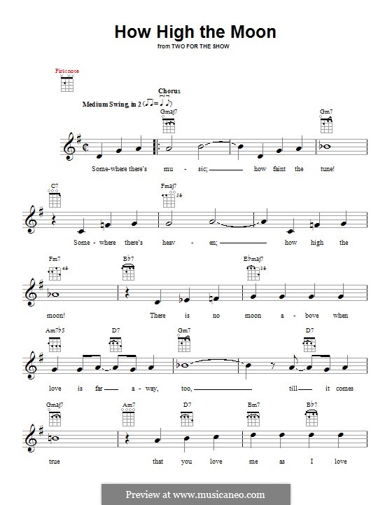 How High the Moon (Ella Fitzgerald) by M. Lewis - sheet music on MusicaNeo