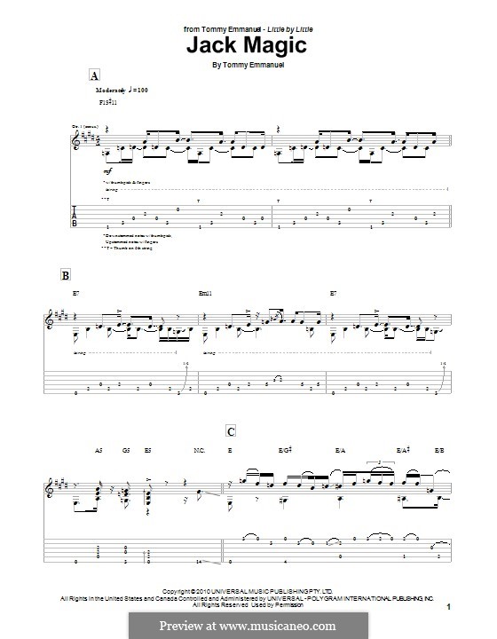Jack Magic by T. Emmanuel - sheet music on MusicaNeo