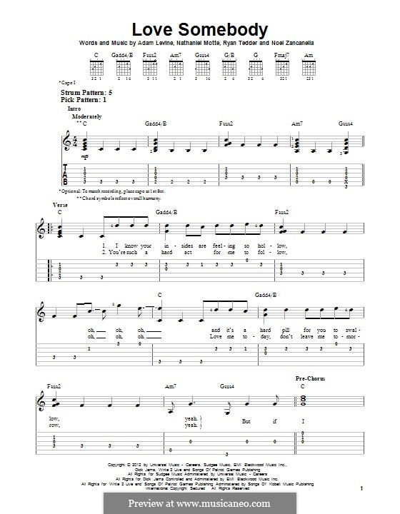 Love Somebody (Maroon 5) by A. Levine, N. Motte, N. Zancanella, R.B ...