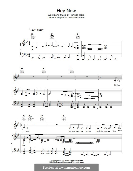Hey Now by D. Rothman, H. Reid, D. Major - sheet music on MusicaNeo