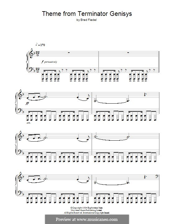 Terminator Theme by B. Fiedel - sheet music on MusicaNeo