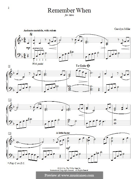 Remember When by C. Miller - sheet music on MusicaNeo