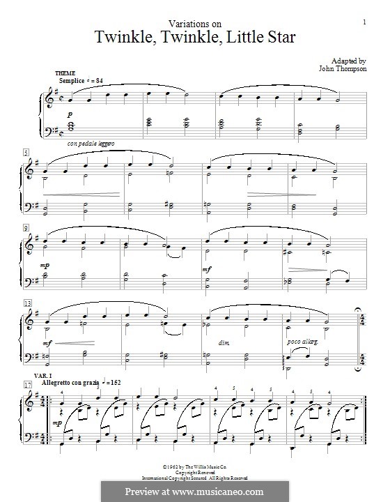 Twinkle, Twinkle Little Star by folklore - sheet music on MusicaNeo