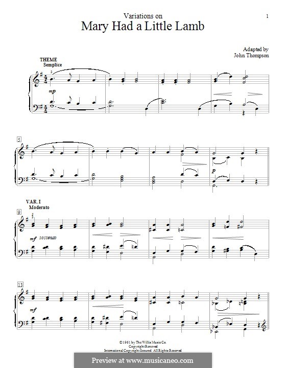 Mary Had a Little Lamb by folklore - sheet music on MusicaNeo