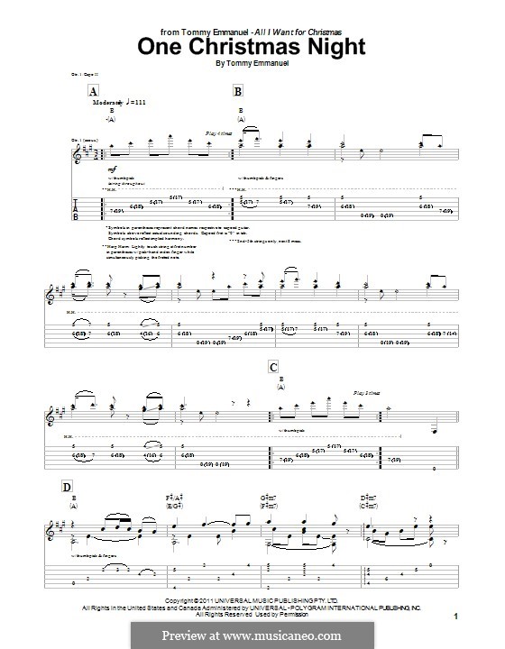 One Christmas Night by T. Emmanuel - sheet music on MusicaNeo