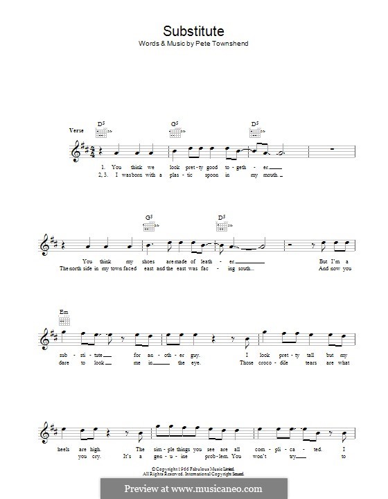 Substitute (The Who) by P. Townshend - sheet music on MusicaNeo