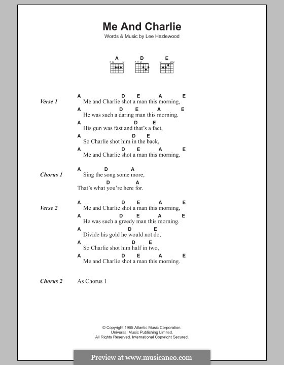 Me and Charlie by L. Hazlewood - sheet music on MusicaNeo
